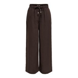 Schlupfhose Only "ONLEMMIA MW PULL-UP X-WIDE PANT PNT", Damen, Gr. M (38), L&auml;nge 32, coffee bean, Web, Obermaterial: 98% Polyester, 2% Nylon, unifarben, lang, Hosen Schlupfhose, Materialmix, Regular Waist