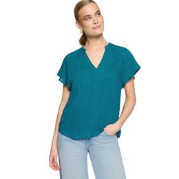 Klassische Bluse Zero "Damen mit V-Ausschnitt", Damen, Gr. 34, deep lagoon, Obermaterial: 80% Viskose, 15% Polyamid, 5% Polyester, durchscheinend, figurumspielend normal, V-Ausschnitt, Blusen Bluse