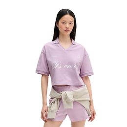 Marc O'Polo T-Shirt MARC O'POLO "aus Heavy Jersey", Damen, Gr. L, vibrant lila, Obermaterial: 100% Baumwolle, unifarben, Basic, Rippb&uuml;ndchen, Shirts T-Shirt