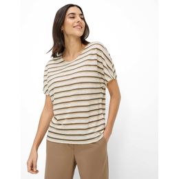 Kurzarmshirt Brax "Style CAELEN S", Damen, Gr. 36, braun, 100% Leinen, Rundhals, Shirts
