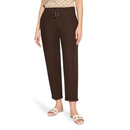 Leinenhose Cartoon "Damen unifarben", Damen, Gr. 34, Normalgr&ouml;&szlig;en, dunkelbraun, Obermaterial: 55% Leinen, 45% Viskose, l&auml;ssig geschnitten lang, Hosen