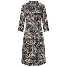 Sommerkleid GOLDNER "Viskosekleid mit Bicolor-Print", Damen, Gr. 38, N-Gr, stein, schwarz, gemustert, Obermaterial: 100% Viskose CV., figurumspielend, Kleider Sommerkleid, Taschen in der Seitennaht