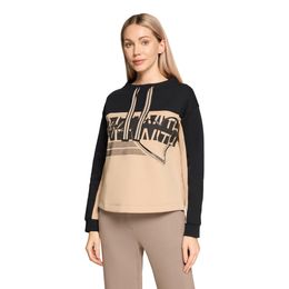 Sweatshirt Betty Barclay "Damen mit Stehkragen", Damen, Gr. 36, patch beige, schwarz, Steppware, Obermaterial: 58% Baumwolle, 38% Polyester, 04% Elasthan, gerade normal, Sweatshirts Sweatshirt