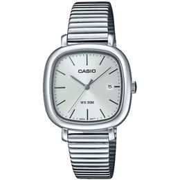 Quarzuhr, silber (edelstahlfarben, silberfarben), CASIO TIMELESS COLLECTION, Armbanduhren, Damen, Quarzuhr, Armbanduhr, Damenuhr, Herrenuhr, Edelstahlarmband, analog, Tag