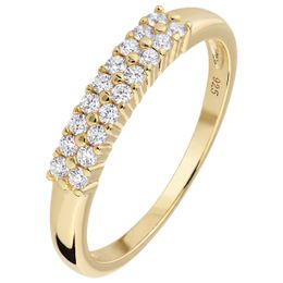 Fingerring Jobo "Ring" Gr. 54, gold (vergoldet), Fingerringe, Damen, 54, Silber 925 (Sterlingsilber), Fingerring, 925 Silber vergoldet mit 18 Zirkonia