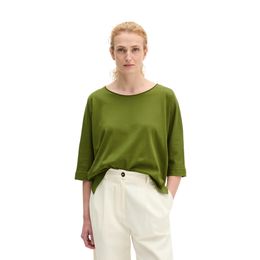 Marc O'Polo T-Shirt MARC O'POLO "aus Feinstrick-Jersey", Damen, Gr. M, shaded fern, Obermaterial: 100% Baumwolle, unifarben, Basic, loose fit, U-Boot-Ausschnitt, normaler Saum, Shirts T-Shirt