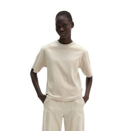 Marc O'Polo T-Shirt MARC O'POLO "aus Interlock-Jersey", Damen, Gr. L, linen beige, Obermaterial: 100% Baumwolle, unifarben, Basic, loose fit, Rundhals, normaler Saum, Shirts T-Shirt