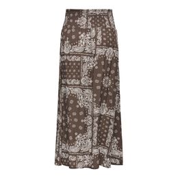 Maxirock Only "ONLSAKI AMBEL LONG BAND SKIRT WVN", Damen, Gr. L, chocolate martini aop:braun bandana, Web, Obermaterial: 100% Viskose, bedruckt, lang, R&ouml;cke Maxirock, Viskose