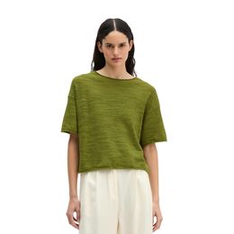 Marc O'Polo Strickpullover MARC O'POLO "aus Leinen-Baumwolle-Mix", Damen, Gr. L, gr&uuml;n (shaded fern), Obermaterial: 52% Baumwolle, 48% Leinen, unifarben, U-Boot-Ausschnitt, Pullover Strickpullover