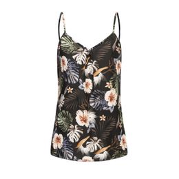 Shirtkleid CLOUD 5IVE "CLOUD 5IVE Viskose Tr&auml;ger Top mit Tropical Print", Damen, Gr. S, US-Gr&ouml;&szlig;en, schwarz, 100% Viskose, normal, Kleider Shirtkleid