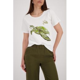 T-Shirt monari "Shirt Schildkr&ouml;te", Damen, Gr. 34, ecru, Web, Obermaterial: 100% Baumwolle, unifarben, regular fit taillenbedeckt, Rundhals, eingesetzt abgesteppte Kante, Shirts T-Shirt, Regular fit mit Schildkr&ouml;tenprint