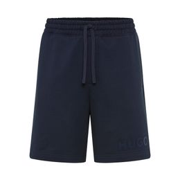 Sweatshorts Hugo "Dinkoe", Herren, Gr. L, N-Gr, blau (dunkelblau405), Sweatware, Obermaterial: 100% Baumwolle, unifarben, relaxed fit kniefrei, Hosen Sweatshorts, elastischer Bund mit Kordel, Relaxed Fit, Logo-Druck