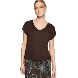 T-Shirt Zero "Damen mit V-Ausschnitt", Damen, Gr. 34, chocolate plum, Jersey, Obermaterial: 55% Viskose, 45% Polyester, figurumspielend normal, V-Ausschnitt, Shirts T-Shirt, Material