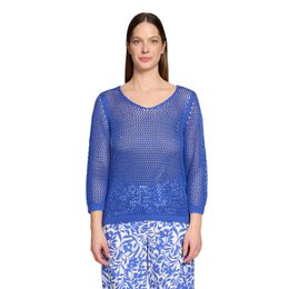 Strickpullover Betty Barclay "Damen mit 3/4 Arm", Damen, Gr. 36, adria blau, Strick, Obermaterial: 100% Polyacryl, l&auml;ssig geschnitten normal, V-Ausschnitt, Pullover Strickpullover