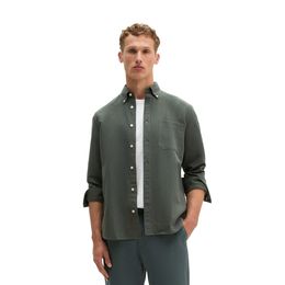 Marc O'Polo Langarmhemd MARC O'POLO "aus Leinen und Bio-Baumwolle", Herren, Gr. L, Normalgr&ouml;&szlig;en, mangrove, Obermaterial: 50% Leinen, 50% Baumwolle, unifarben, regular fit normal, Doppelmanschette, Hemden