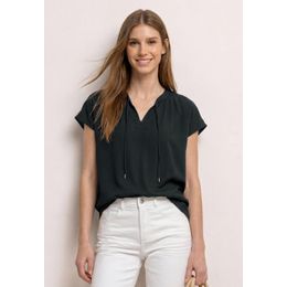 Kurzarmbluse Street One, Damen, Gr. 36, deep bound gr&uuml;n, Web, Obermaterial: 100% Viskose, unifarben, normal h&uuml;ftbedeckend, Rundhals, abgesteppte Kante, Blusen, Sommerbluse aus Viskose