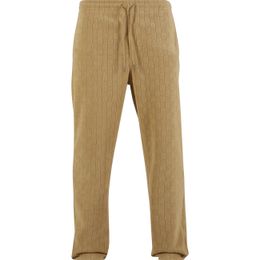 Jogginghose Urban Classics "Urban Classics Jacquard Velvet Wide Sweatpants", Herren, Gr. L, US-Gr&ouml;&szlig;en, unionbeige, 100% Polyester, unifarben, normal, Hosen Jogginghose