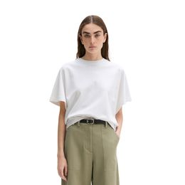 Marc O'Polo T-Shirt MARC O'POLO "aus Interlock-Jersey", Damen, Gr. L, wei&szlig;, Obermaterial: 100% Baumwolle, unifarben, Basic, loose fit, Rundhals, normaler Saum, Shirts T-Shirt
