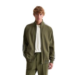 Marc O'Polo Sweatjacke MARC O'POLO DENIM "mit Kontraststreifen", Herren, Gr. L, schwarz moss, Obermaterial: 53% Baumwolle, 44% Polyester, 3% Elasthan, unifarben, relaxed fit, elastischer Bund, Sweatjacken Sweatjacke