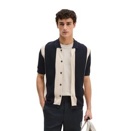 Marc O'Polo Kurzarmhemd MARC O'POLO "mit strukturierten Blockstreifen", Herren, Gr. L, Normalgr&ouml;&szlig;en, schwarz navy, Obermaterial: 100% Baumwolle, gestreift, regular fit normal, Hemden