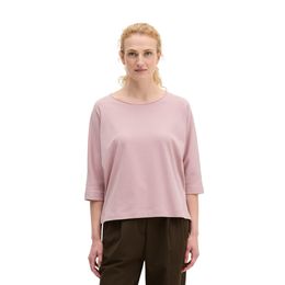 Marc O'Polo T-Shirt MARC O'POLO "aus Feinstrick-Jersey", Damen, Gr. L, mild rose, Obermaterial: 100% Baumwolle, unifarben, Basic, loose fit, U-Boot-Ausschnitt, normaler Saum, Shirts T-Shirt