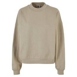Sweater Urban Classics "Urban Classics Damen Ladies Oversized Organic Crewneck", Damen, Gr. M, wetsand, 100% Baumwolle, unifarben, Rundhals, Sweatshirts Sweater