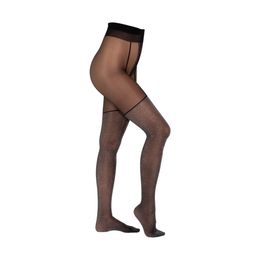 Feinstrumpfhose Camano "overknee glam 1er Pack", Damen, Gr. L, schwarz (schwarz silber), 70% Polyamid, 20% metallisierte Fasern, 10% Elasthan, Strumpfhosen Feinstrumpfhose