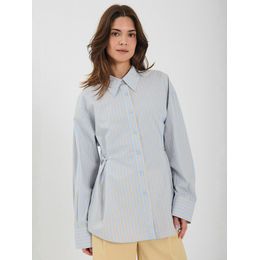 Blusentop NORR "NORR Shirt Nanna", Damen, Gr. 36, blau (straw), Obermaterial: 100% Baumwolle, Blusen Blusentop