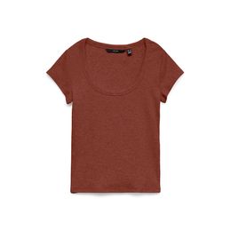 V&eacute;ro Moda Kurzarmshirt VERO MODA "VMCHLOE CS SHORT U-NECK NOOS", Damen, Gr. L, burnt henna, Jersey, Obermaterial: 95% Baumwolle, 5% Elasthan, unifarben, normal, tiefer Rundhals, Shirts, Baumwollmischung