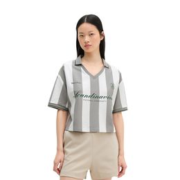 Marc O'Polo T-Shirt MARC O'POLO "aus Organic Cotton-Mix", Damen, Gr. L, wei&szlig;, Obermaterial: 81% Baumwolle, 15% Polyester, 4% Elasthan, gestreift, Basic, B&uuml;ndchen, Shirts T-Shirt