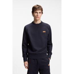 Sweatshirt Hugo "Nevacrew", Herren, Gr. L, dunkelblau405, Sweatware, Obermaterial: 100% Baumwolle, unifarben, regular fit normal, Rundhals, B&uuml;ndchen, Sweatshirts Sweatshirt, Rundhalsausschnitt, Regular Fit