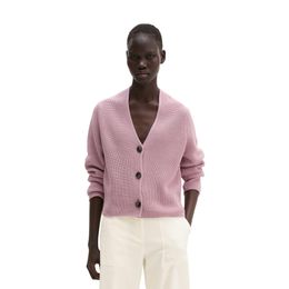 Marc O'Polo Cardigan MARC O'POLO "aus Heavy-Weight-Organic-Cotton", Damen, Gr. L, mild rose, Obermaterial: 100% Baumwolle, unifarben, loose fit, V-Ausschnitt, normaler Saum, Strickjacken