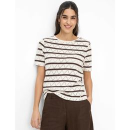 Kurzarmshirt Brax "Style CIRA S", Damen, Gr. 38, braun (hellbeige), 100% Baumwolle, Rundhals, Shirts