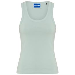 Tanktop Hugo "Damatank", Damen, Gr. L, open gr&uuml;n 381, Single Jersey, Obermaterial: 95% Baumwolle, 5% Elasthan, unifarben, extraeng h&uuml;ftlang, tiefer Rundhals, Tops Tanktop, aus Stretch-Baumwolle, Extra Slim Fit