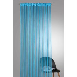 Weckbrodt-Gardinen Fadenvorhang WECKBRODT "Rebecca" Gr. 1, blau, uni, B:98cm H:160cm, Polyester, Gardinen, Fadengardine, Insektenschutz, transparent, k&uuml;rzbar, Store