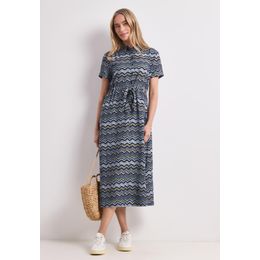 Midikleid Street One, Damen, Gr. 34, EURO-Gr&ouml;&szlig;en, frozen wave, Stoff, 88% Viskose, 12% Polyamid, gemustert, regular fit normal, V-Ausschnitt, abgesteppt, Kleider Midikleid, aus Viskose