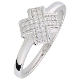 Silberring Jobo "Kreuz Ring" Gr. 50, silber 925, Fingerringe, Damen, 50, Silber 925 (Sterlingsilber), Silberring, 925 Silber mit 28 Zirkonia