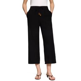Stoffhose Zero "Damen mit Bindeg&uuml;rtel", Damen, Gr. 34, Normalgr&ouml;&szlig;en, schwarz (schwarz beauty), Strick, Obermaterial: 84% Viskose, 16% Polyamid, figurbetont 3/4-L&auml;nge, Hosen Stoffhose, G&uuml;rtel