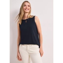 Tr&auml;gertop Street One, Damen, Gr. 34, tiefblau, Web, 50% Baumwolle, 50% Modal, unifarben, comfort fit normal, Rundhals, normaler Saum, Tops Tr&auml;gertop, mit Cut-Out Detail