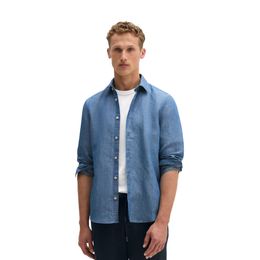 Marc O'Polo Langarmhemd MARC O'POLO "aus Leinen und Bio-Baumwolle", Herren, Gr. L, Normalgr&ouml;&szlig;en, dunkelblau, Obermaterial: 52% Baumwolle, 48% Leinen, unifarben, regular fit normal, Doppelmanschette, Hemden