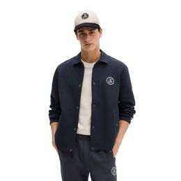 Marc O'Polo Sweatjacke MARC O'POLO "in Interlock-Scuba-Qualit&auml;t", Herren, Gr. L, schwarz navy, Obermaterial: 75% Baumwolle, 20% Polyester, 5% Elasthan, unifarben, regular fit, elastischer Bund, Sweatjacken Sweatjacke