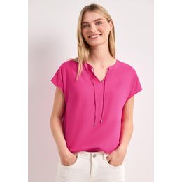 Kurzarmbluse Street One, Damen, Gr. 36, magenta dream, Web, Obermaterial: 100% Viskose, unifarben, normal h&uuml;ftbedeckend, Rundhals, abgesteppte Kante, Blusen, Sommerbluse aus Viskose