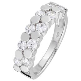 Silberring Jobo "Ring Fingerring" Gr. 50, silber 925, Fingerringe, Damen, 50, Silber 925 (Sterlingsilber), Silberring, 925 Silber rhodiniert mit 10 Zirkonia