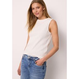 Ripptanktop STREET ONE STUDIO, Damen, Gr. 42, sanftes wei&szlig;, Web, 40% Polyester, 35% Baumwolle, 20% Viskose, 5% Elasthan, unifarben, normal normal, ohne Ausschnitt, abgesteppt, Tops