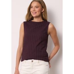 Ripptanktop STREET ONE STUDIO, Damen, Gr. 44, very berry, Web, 40% Polyester, 35% Baumwolle, 20% Viskose, 5% Elasthan, unifarben, normal normal, ohne Ausschnitt, abgesteppt, Tops