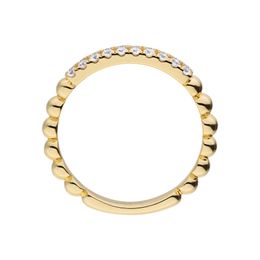 Fingerring Jobo "Ring Kugeln" Gr. 52, vergoldet, Fingerringe, Damen, 52, Silber 925 (Sterlingsilber), Fingerring, 925 Silber vergoldet mit 20 Zirkonia