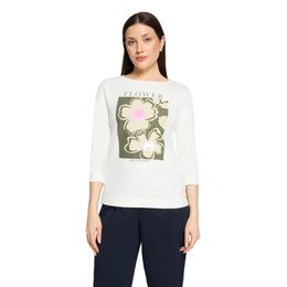 3/4-Arm-Shirt Betty Barclay "Damen mit Aufdruck", Damen, Gr. 36, patch cream, khaki, Jersey, Obermaterial: 95% Baumwolle, 05% Elasthan, figurumspielend normal, U-Boot-Ausschnitt, Shirts 3/4-Arm-Shirt