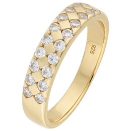 Fingerring Jobo "Ring" Gr. 58, gold (vergoldet), Fingerringe, Damen, 58, Silber 925 (Sterlingsilber), Fingerring, 925 Silber vergoldet mit 20 Zirkonia