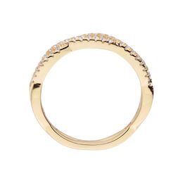 Fingerring Jobo "Ring gekreuzt geflochten" Gr. 50, vergoldet, Fingerringe, Damen, 50, Silber 925 (Sterlingsilber), Fingerring, 925 Silber vergoldet mit 40 Zirkonia
