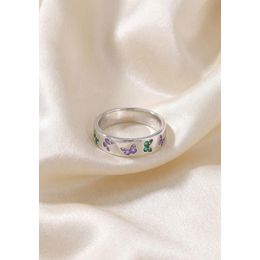 Silberring Jobo "Ring Schmetterling" Gr. 50, silber 925, Fingerringe, Damen, 50, Silber 925 (Sterlingsilber), Silberring, 925 Silber mit 24 Zirkonia